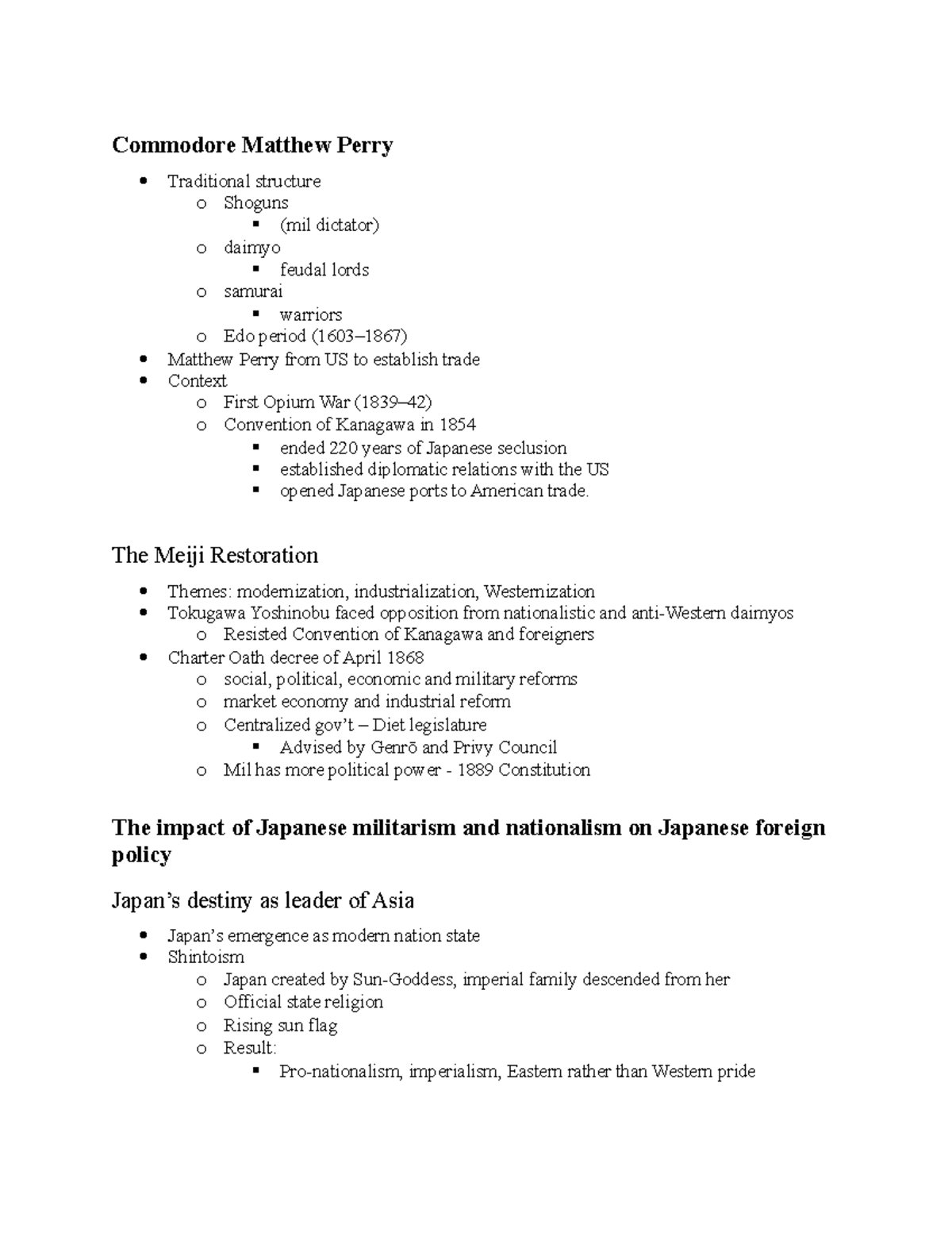 Commodore Matthew Perry and the Impact of Japanese Militarism and ...