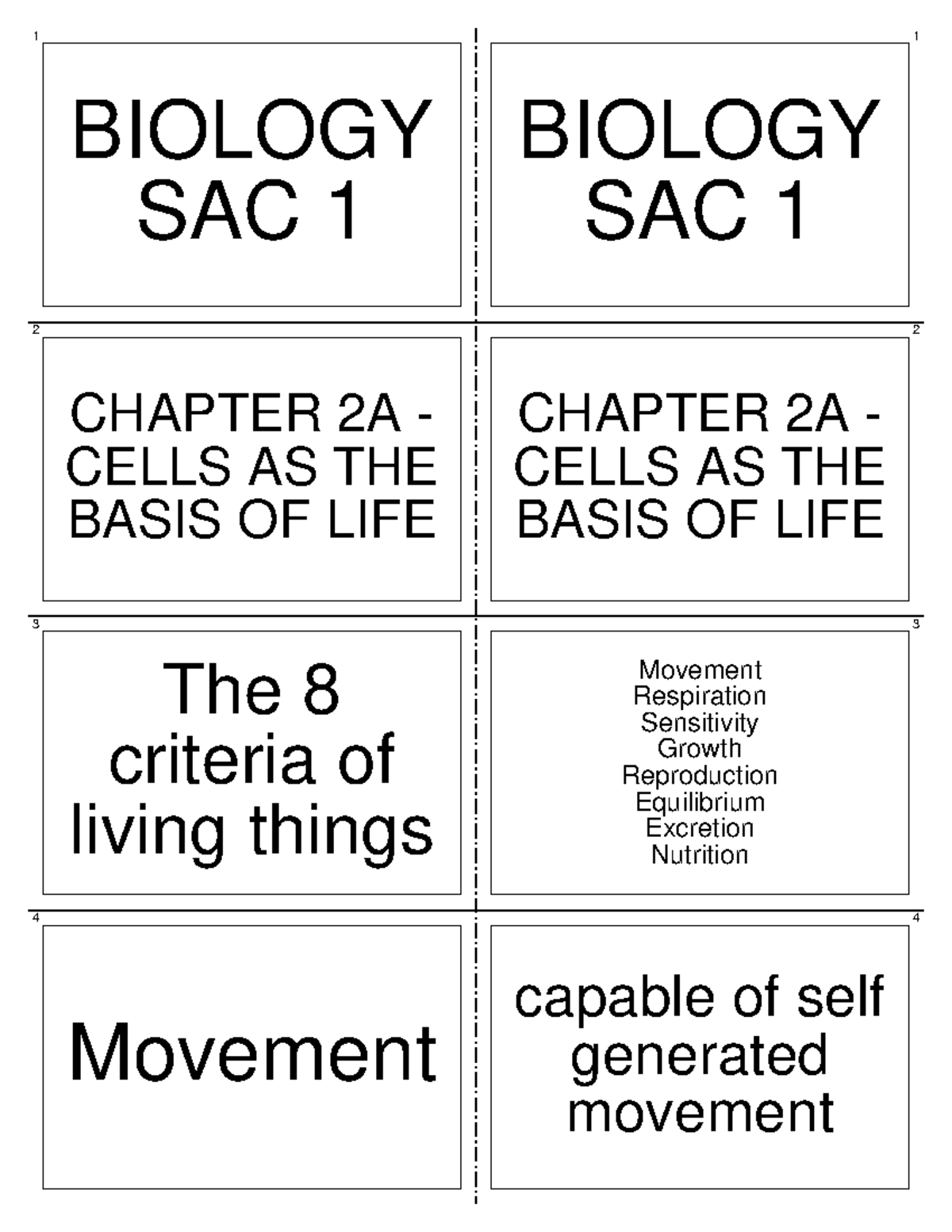 Bio - Ch 2&3 - Cue cards on Chapter 2: What are Cells? & Chapter 3: The ...
