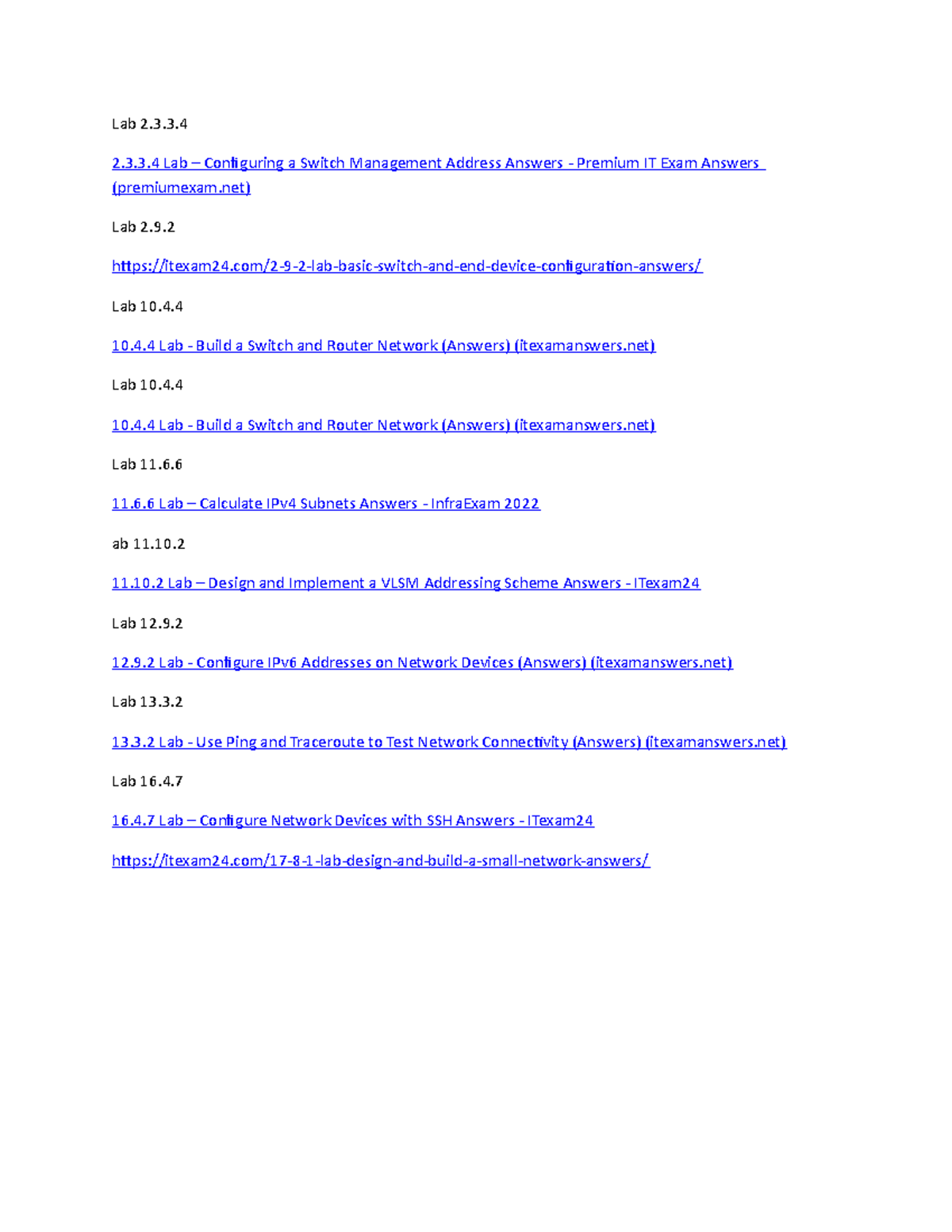 Lab 2 - lab - Lab 2.3. 2.3.3 Lab – Configuring a Switch Management Address Answers - Premium IT ...