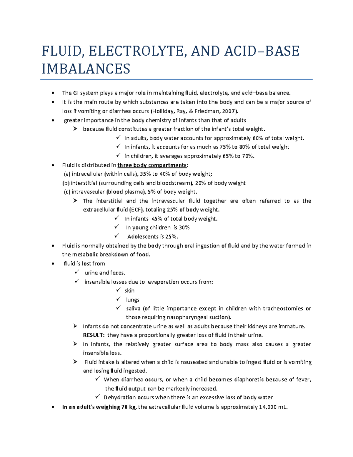 Fluid, electrolytes and acid-base imbalances - FLUID, ELECTROLYTE, AND ...