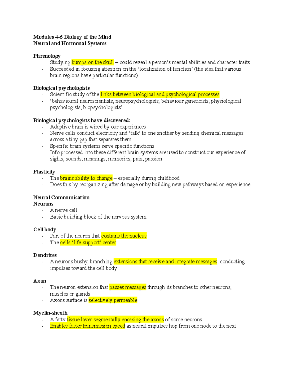 Psych Test 1 - Summary of notes for all content related to test #1 ...