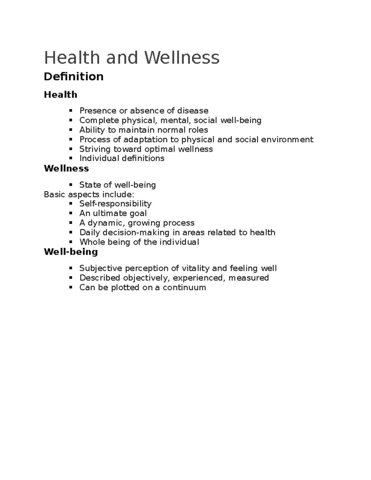 Health and Wellness Nursing - Health and Wellness Definition Health ...