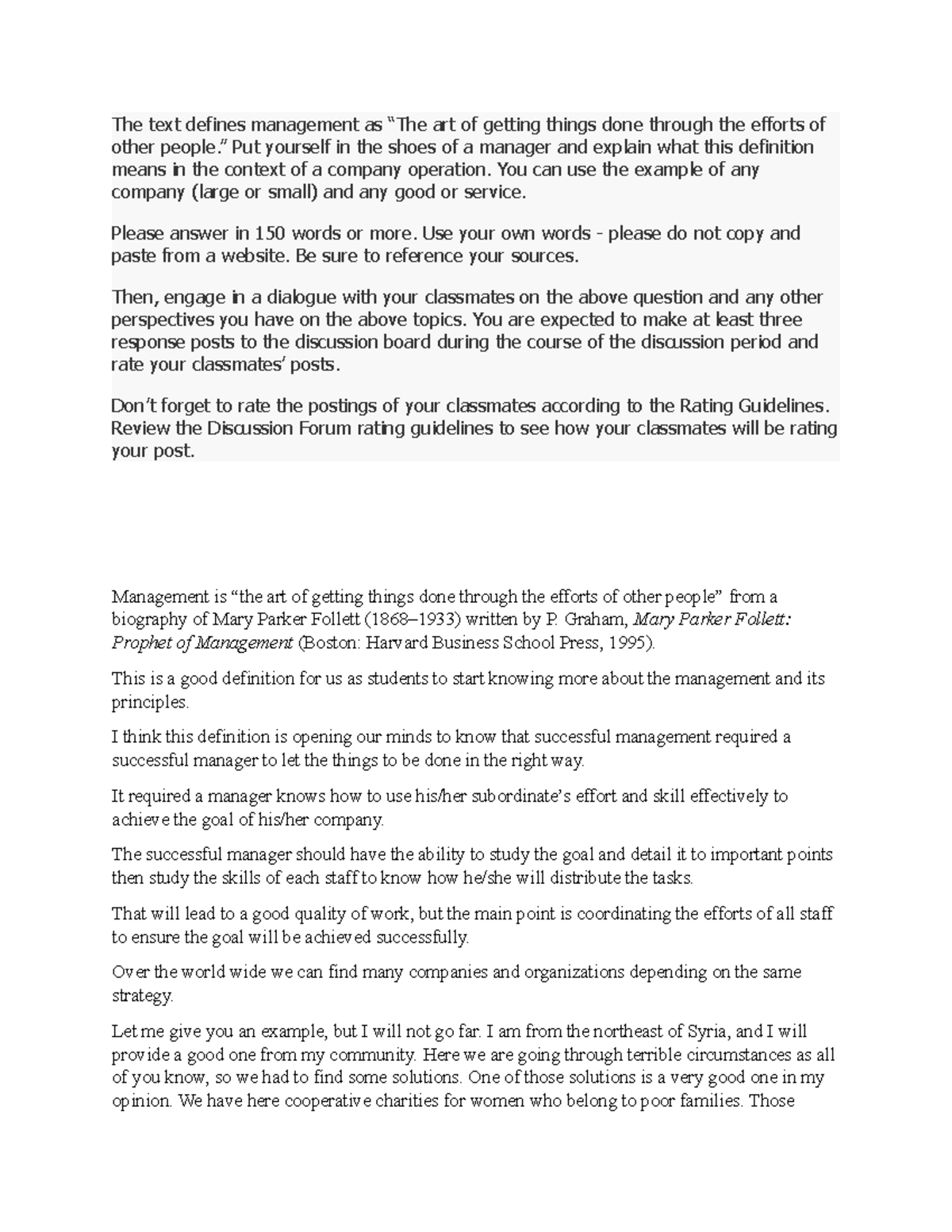 4- Discussion Assignment-Discussion Forum - The text defines management ...