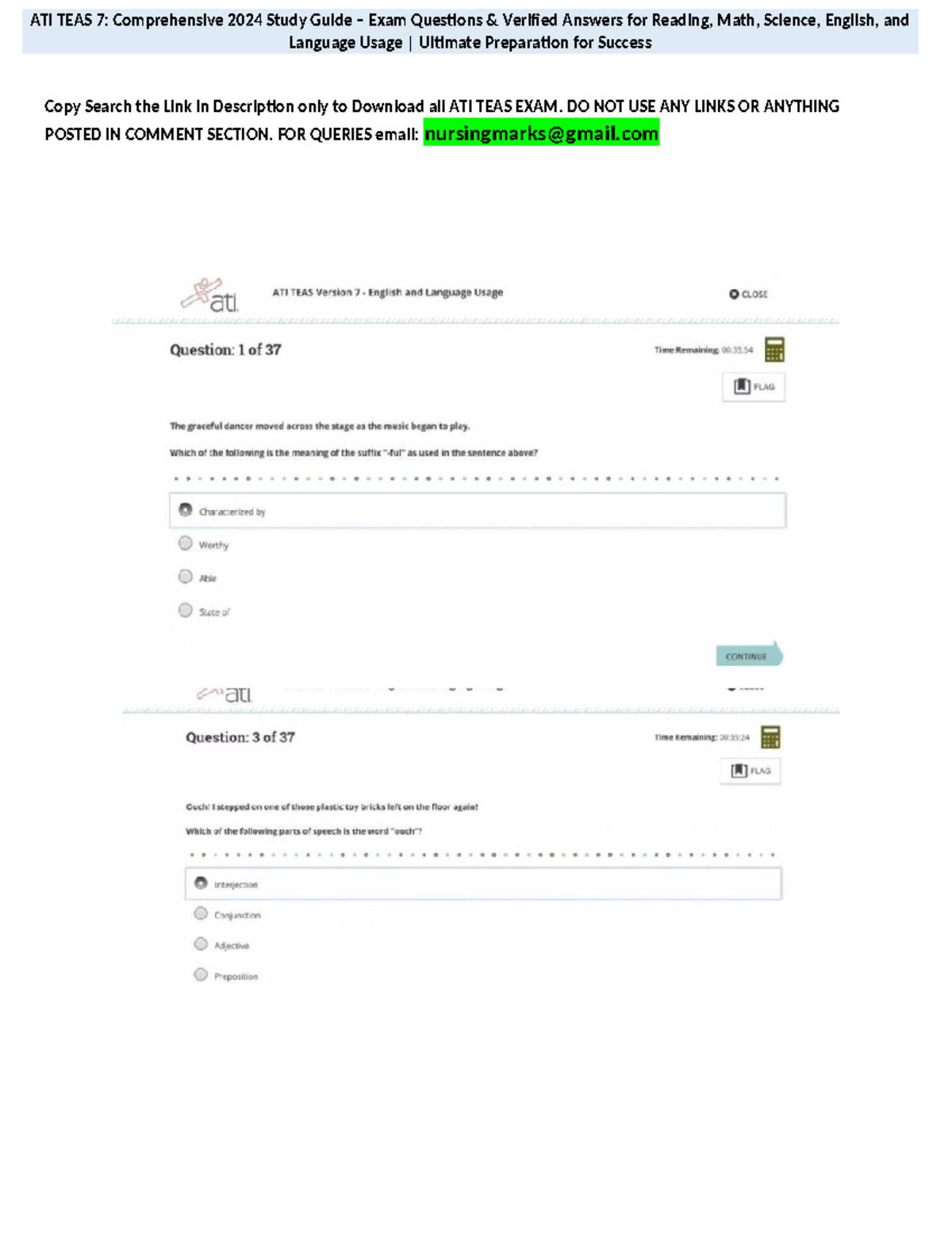 ATI TEAS 7 Comprehensive 2024 Study Guide – Exam Questions & Verified ...