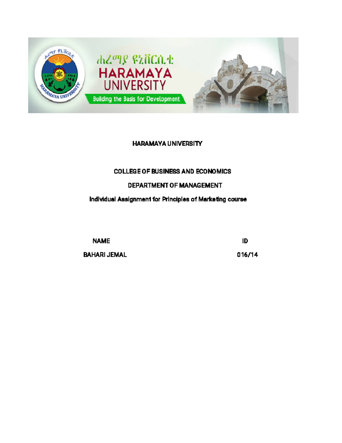 1.marketing assignments - HARAMAYAUNIVERSITY ...