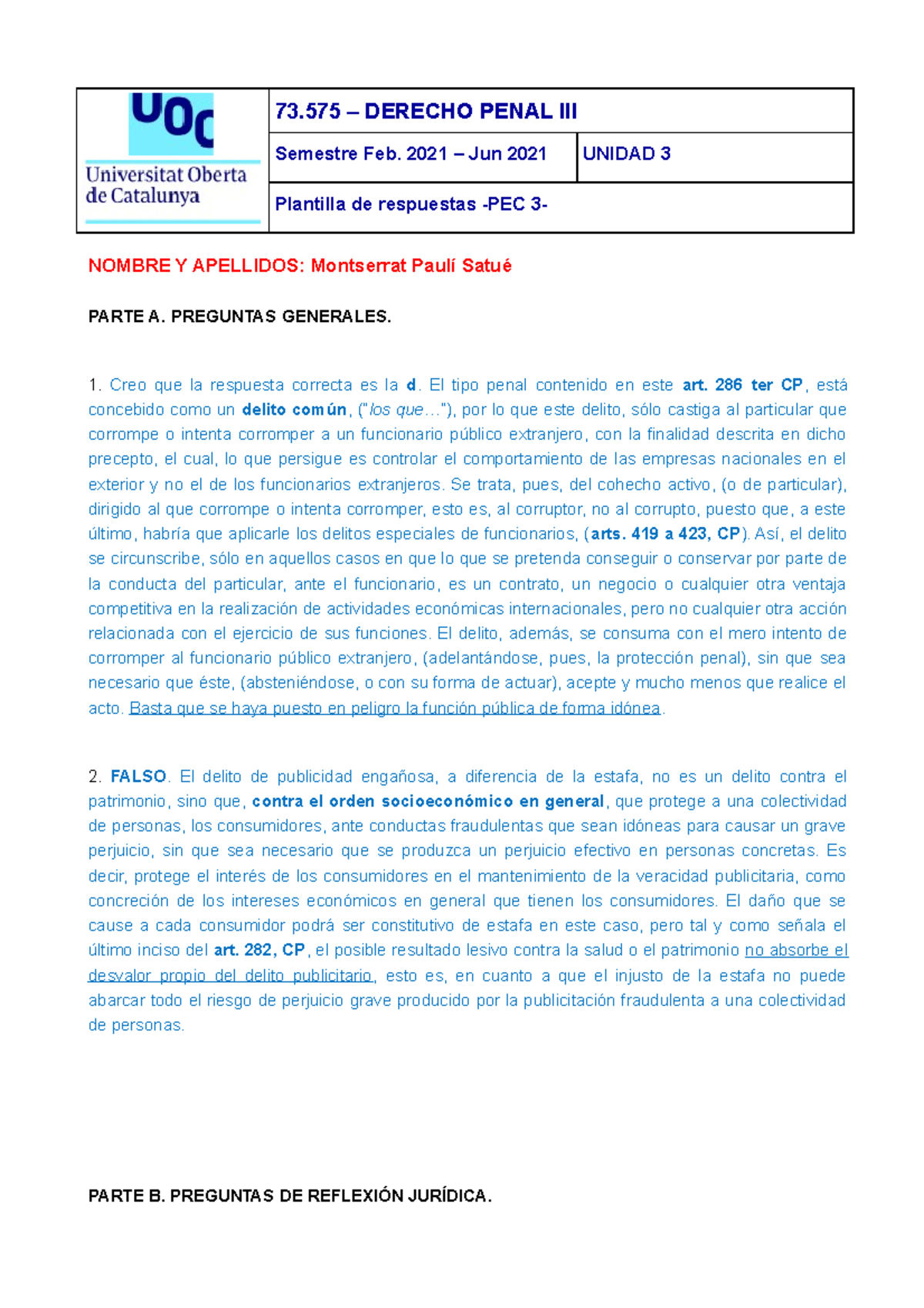 Pauli mpauli PEC 3 Responsabilidad penal en la actuacio 30-04-2021 20 13 16 - 73 – DERECHO PENAL ...