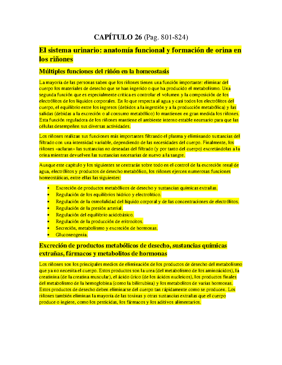 Capítulo 26 de Guyton - resumen - CAPÍTULO 26 (Pag. 801-824) El sistema urinario: anatomía ...