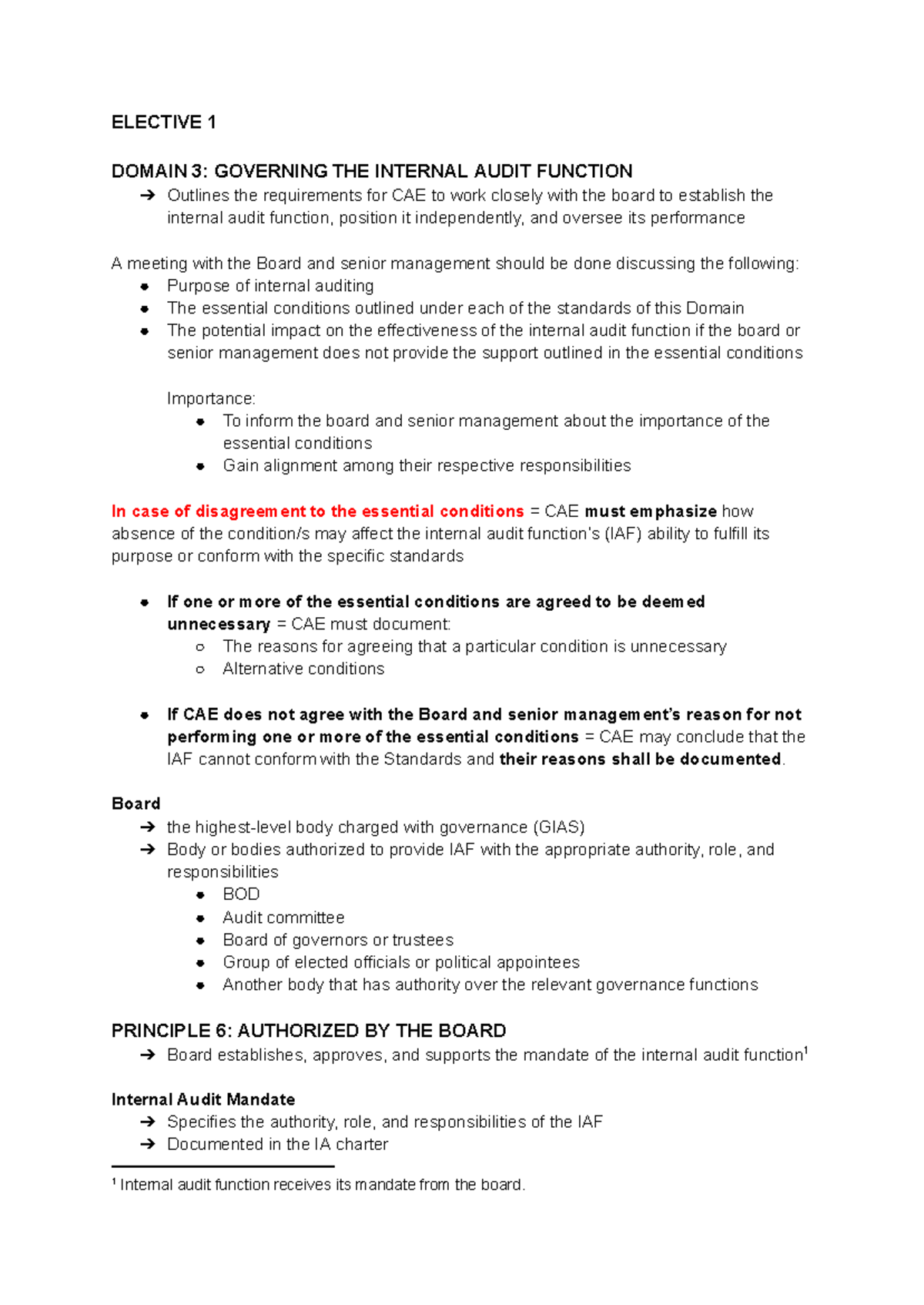 Elective 1 New - Operational Auditing - ELECTIVE 1 DOMAIN 3: GOVERNING THE INTERNAL AUDIT ...