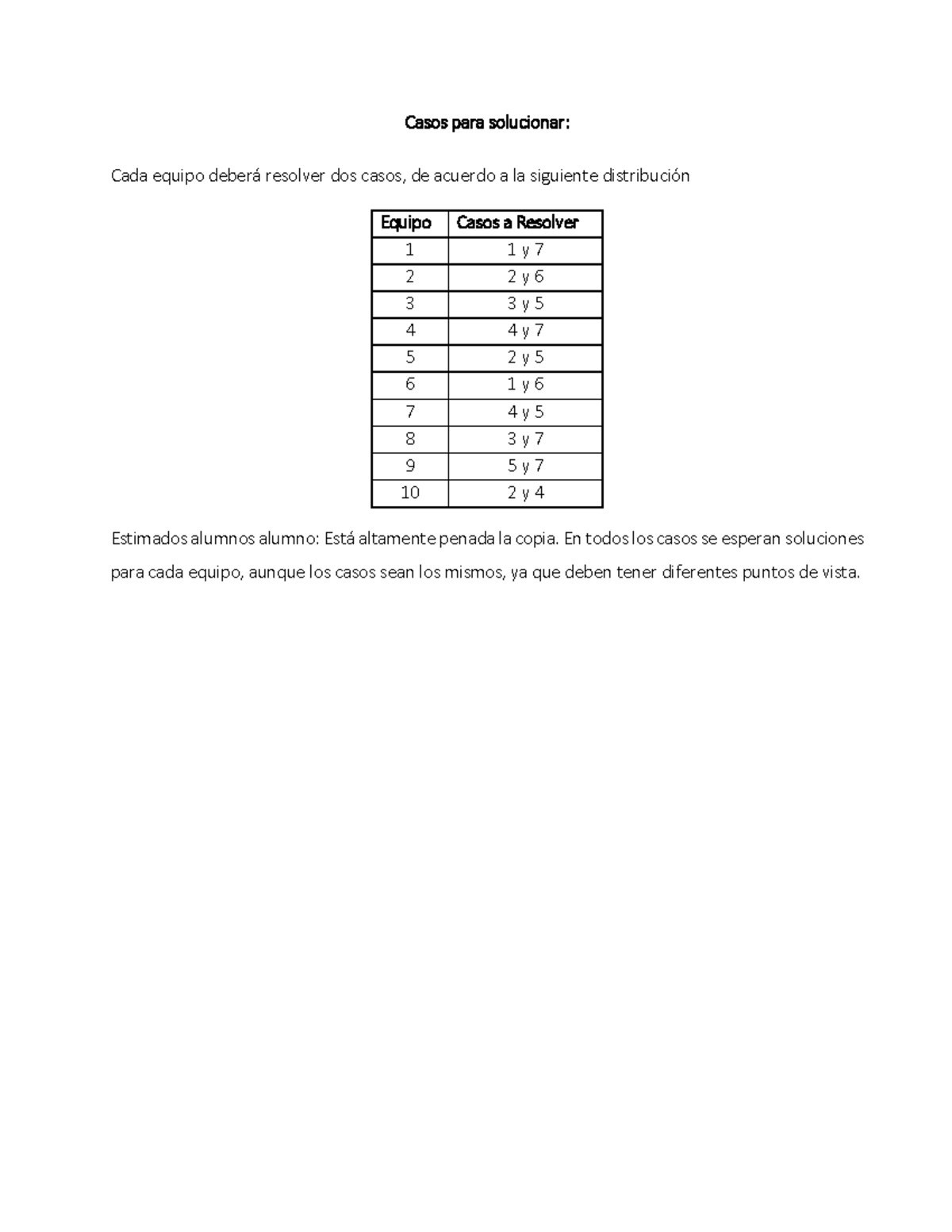 Casos para Resolver CAT1 - Copy - Casos para solucionar: Cada equipo ...