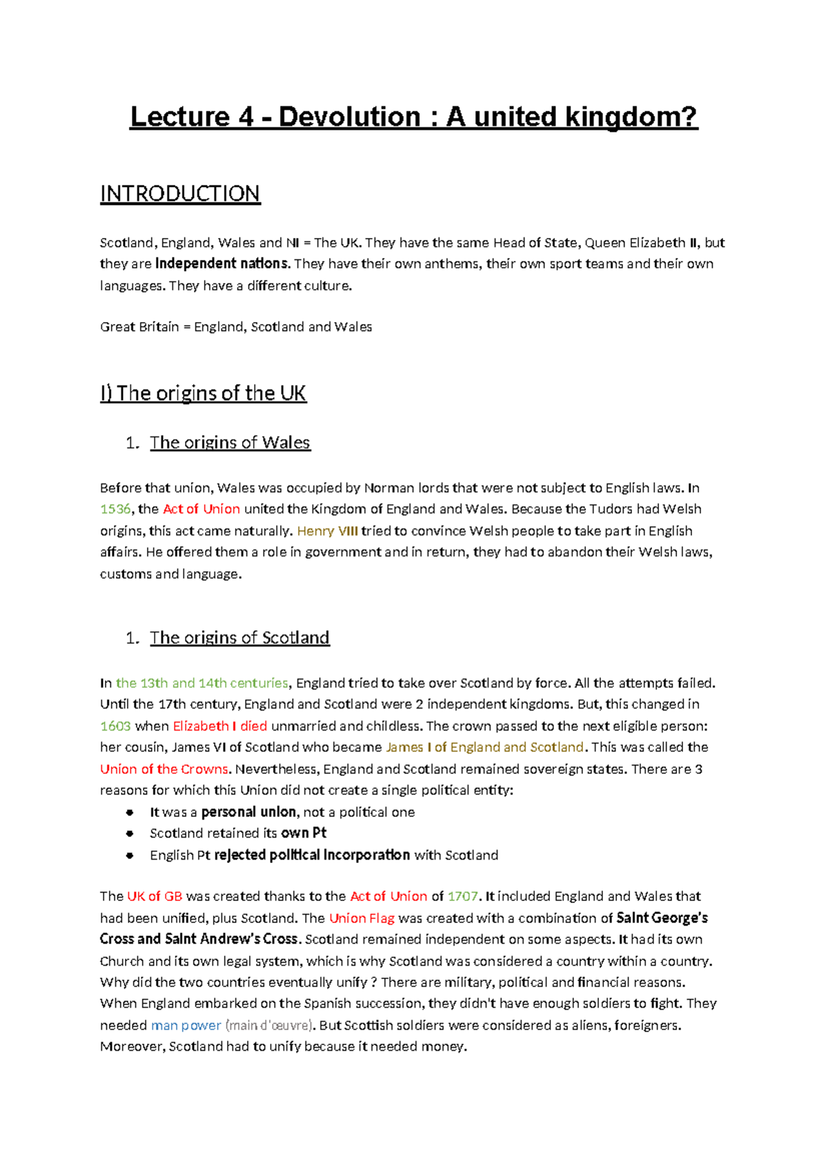 Lecture 4 - cours du premier semestre - Lecture 4 - Devolution : A united kingdom? INTRODUCTION ...