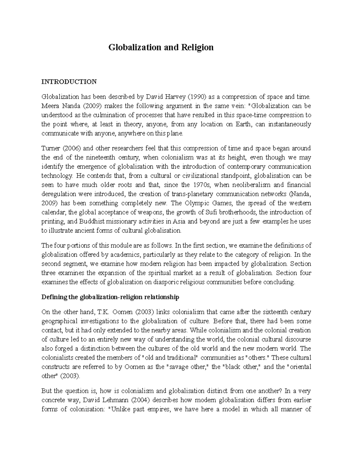 Globalization and Religion - Globalization and Religion INTRODUCTION ...