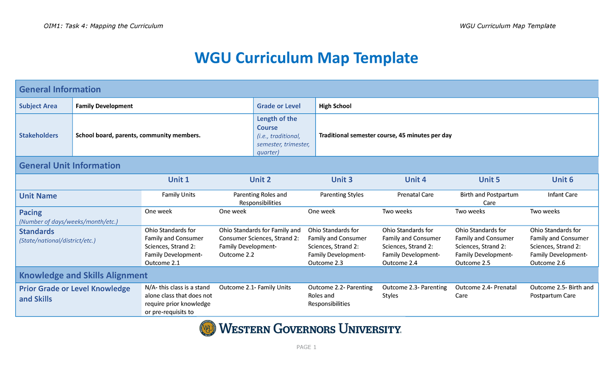 WGU Curriculum Map Template - WGU Curriculum Map Template General ...