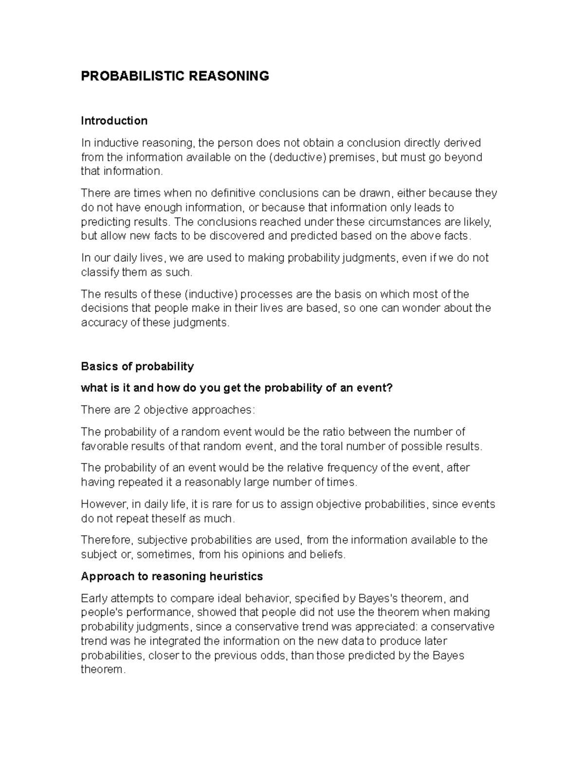 Probabilistic reasoning - PROBABILISTIC REASONING Introduction In ...