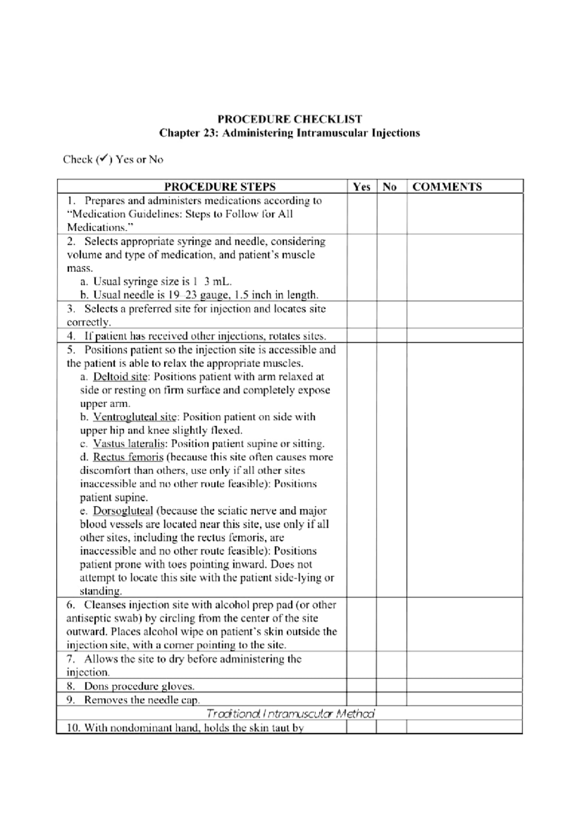 New Doc 06-01-2024 12 - Bsc Nursing - PROCEDURE CHECKLIST Chapter 23 ...