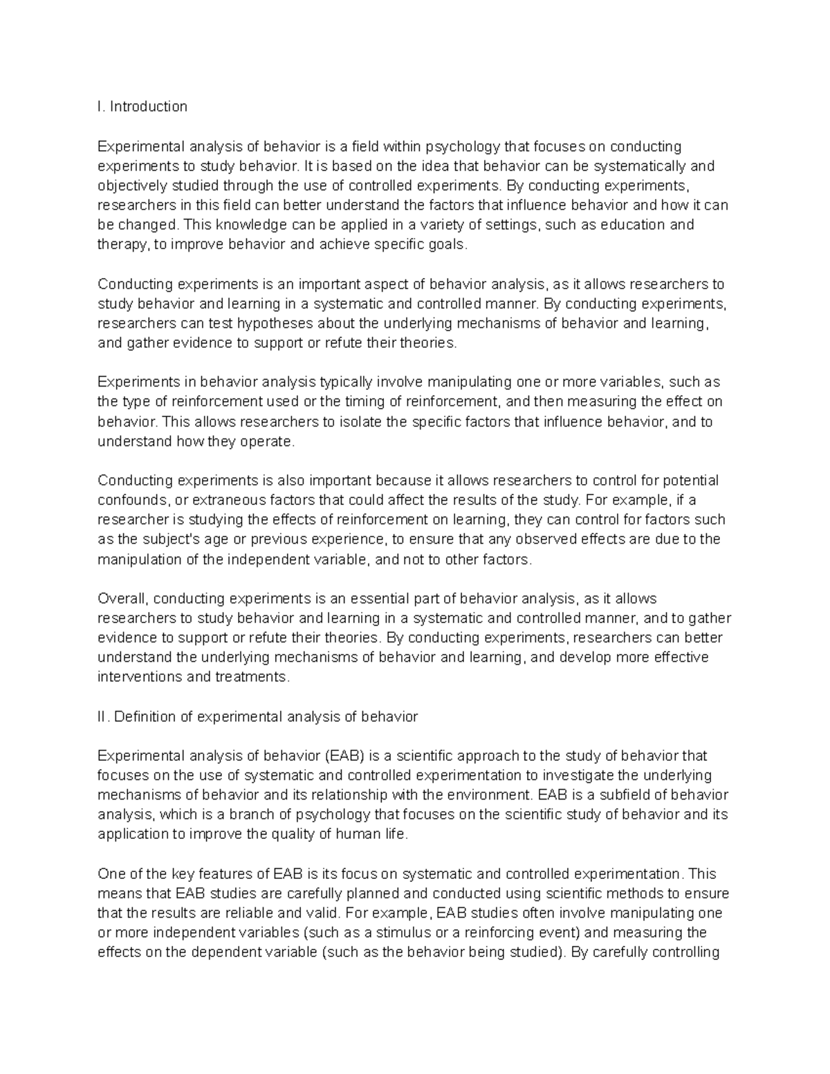 Experimental analysis of behavior - I. Introduction Experimental ...