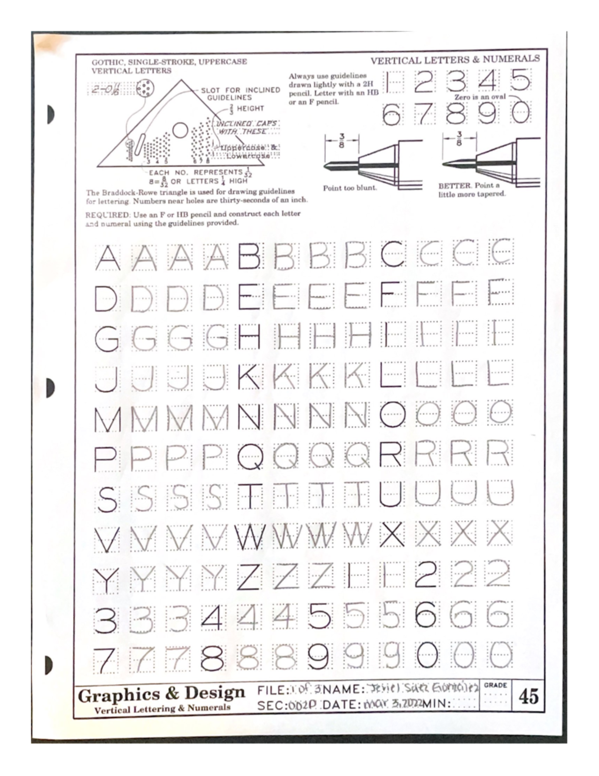 INGE3011-002D Homework #5 Lettering - Engineering Graphics I - Studocu