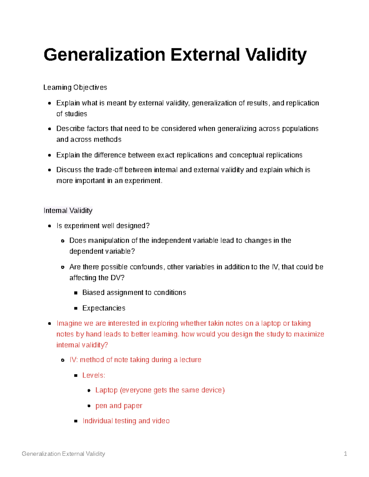 Generalization External Validity - Generalization External Validity Learning Objectives Explain ...