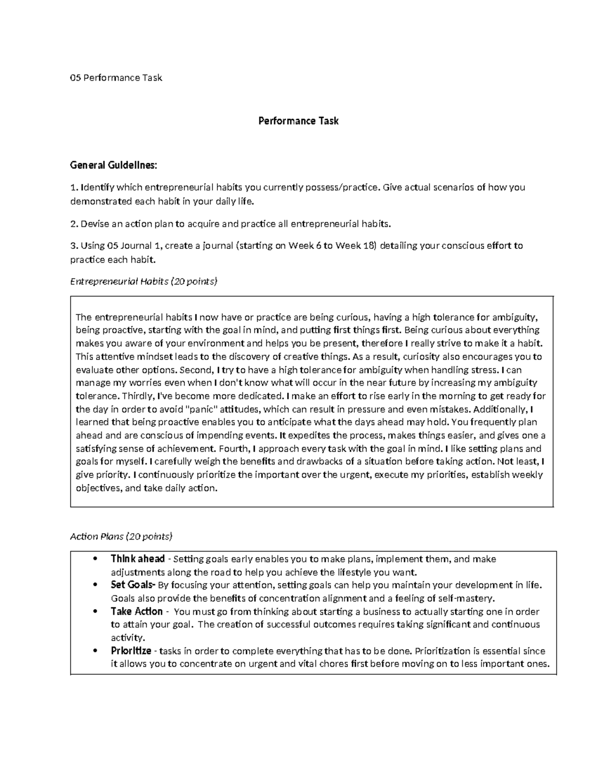 05 Performance Task ( Etrep) - 05 Performance Task Performance Task General Guidelines: Identify ...