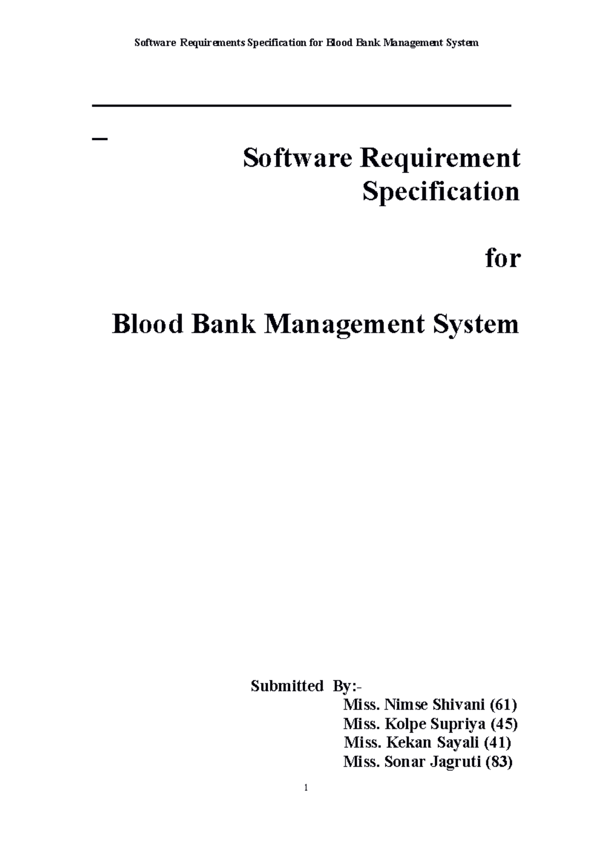 SRS FOR BBMS - SRS FOR BANK MANAGEMENT SYSTEM ...