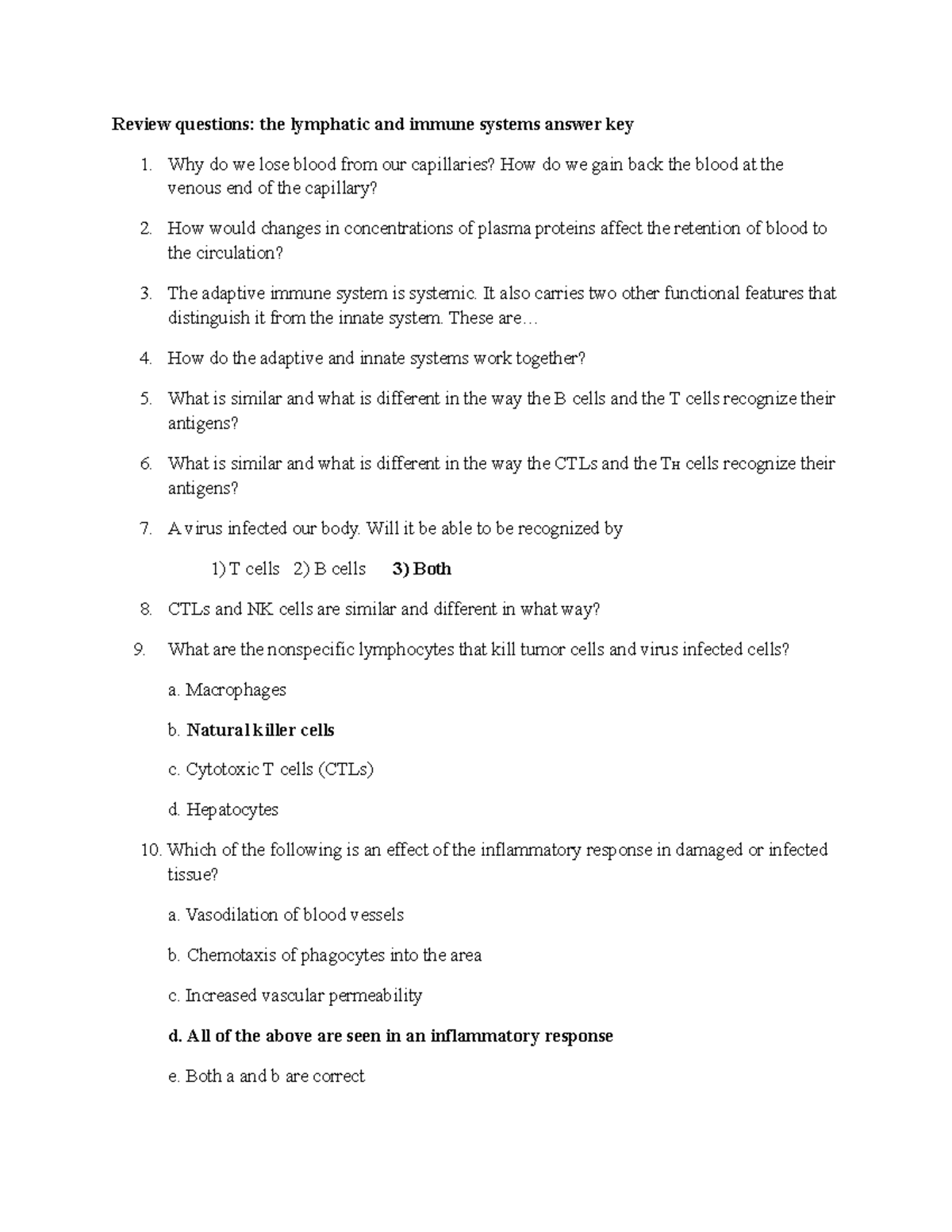 20- Lymphatic and immune systems study guide key spring 16 - Review ...