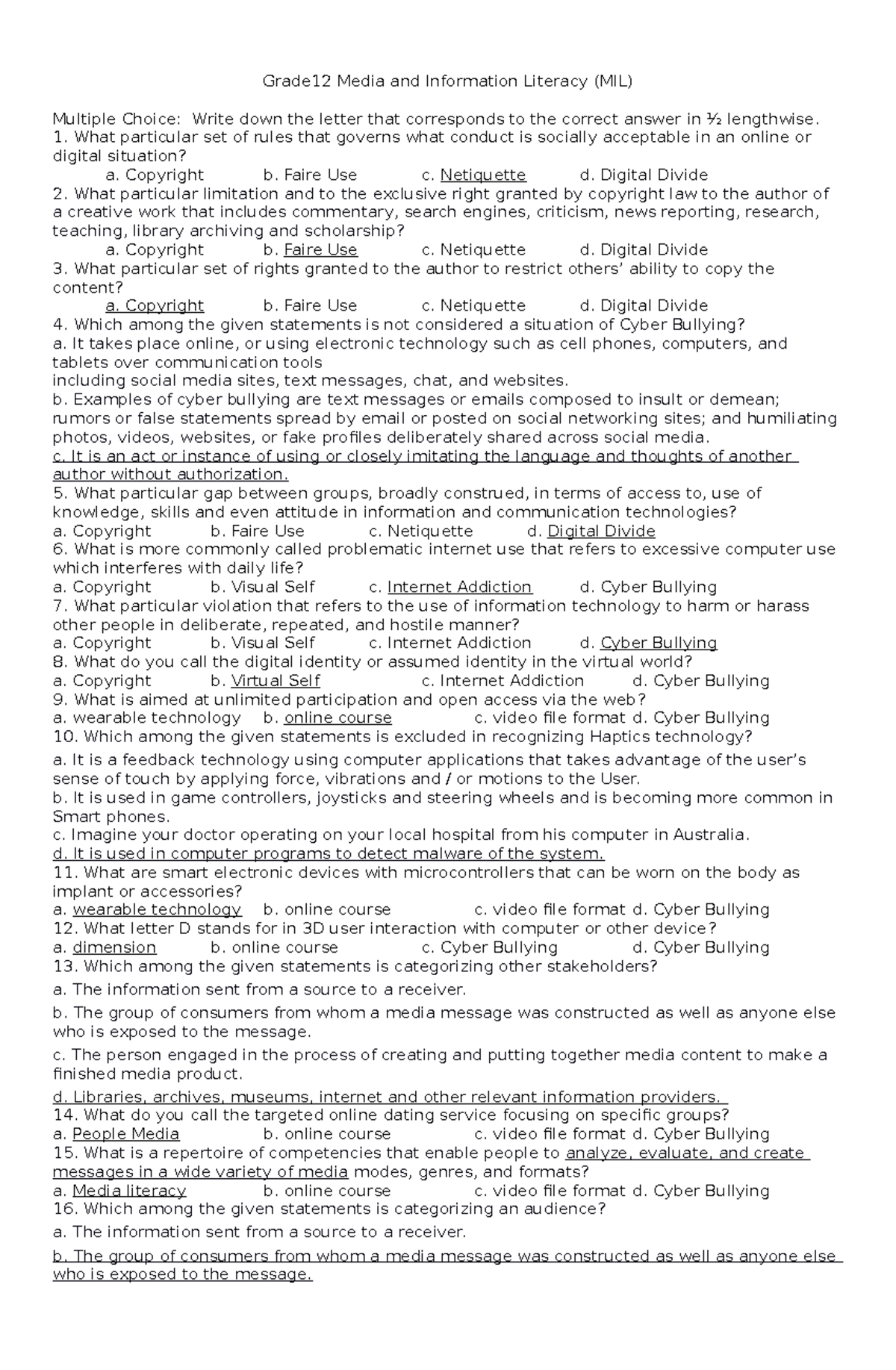 Midterm Exam SY 2022 2023 in MIL - Grade12 Media and Information ...