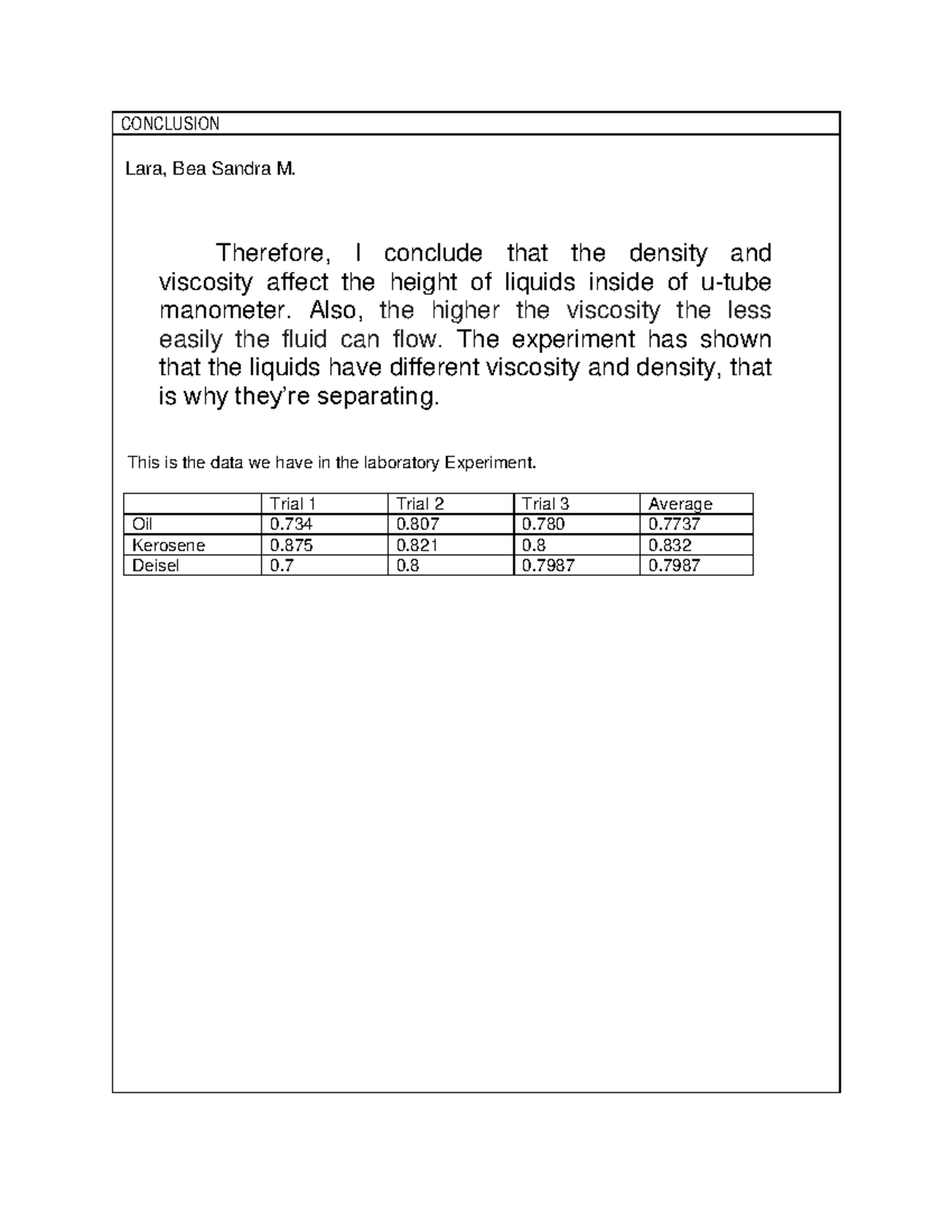 Experiment-1-conclusion and observation - CONCLUSION Lara, Bea Sandra M ...