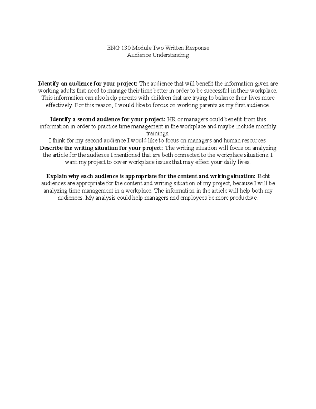 ENG 130 Module 2-2 copy - Assignment - ENG 130 Module Two Written ...