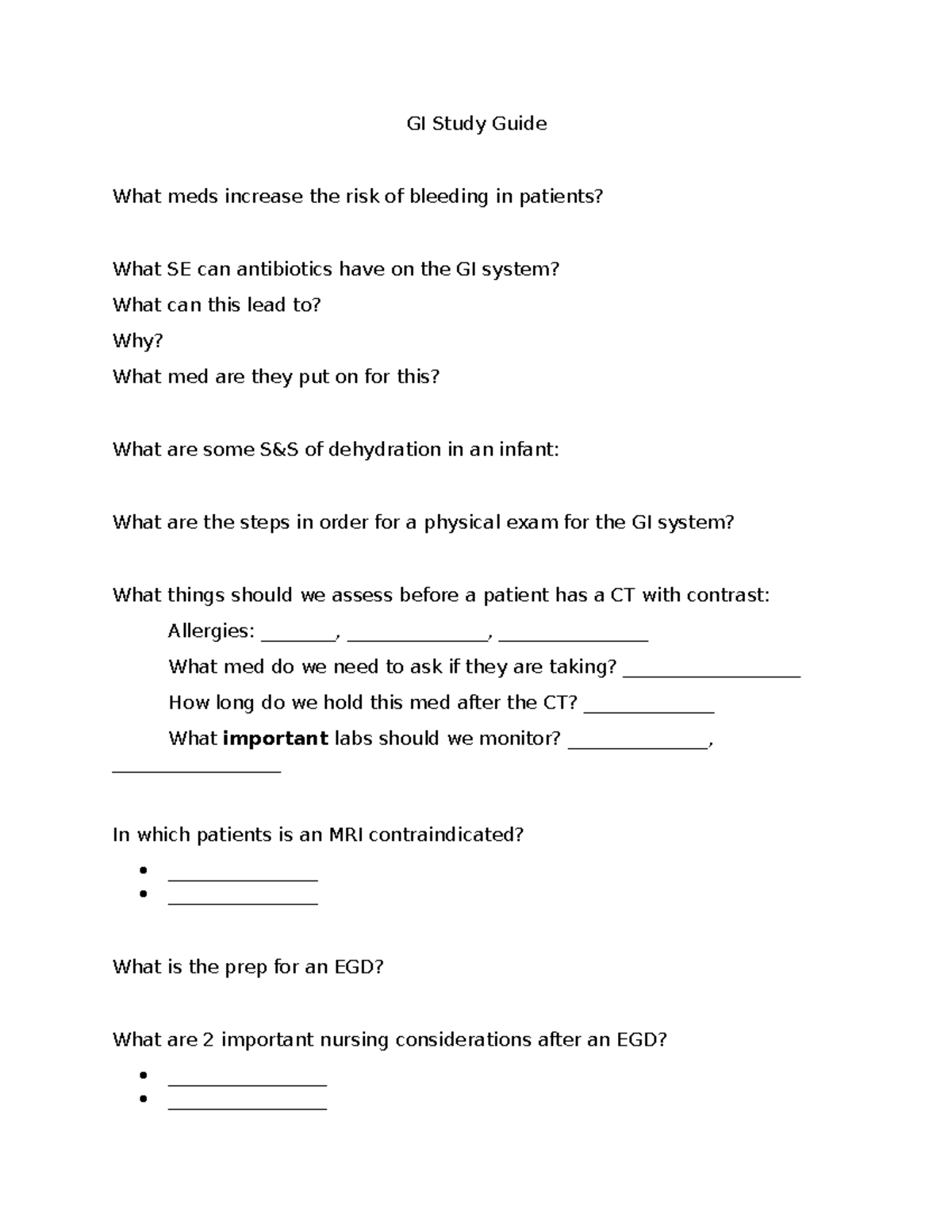 GI Study Guide - GI Study Guide What meds increase the risk of bleeding ...