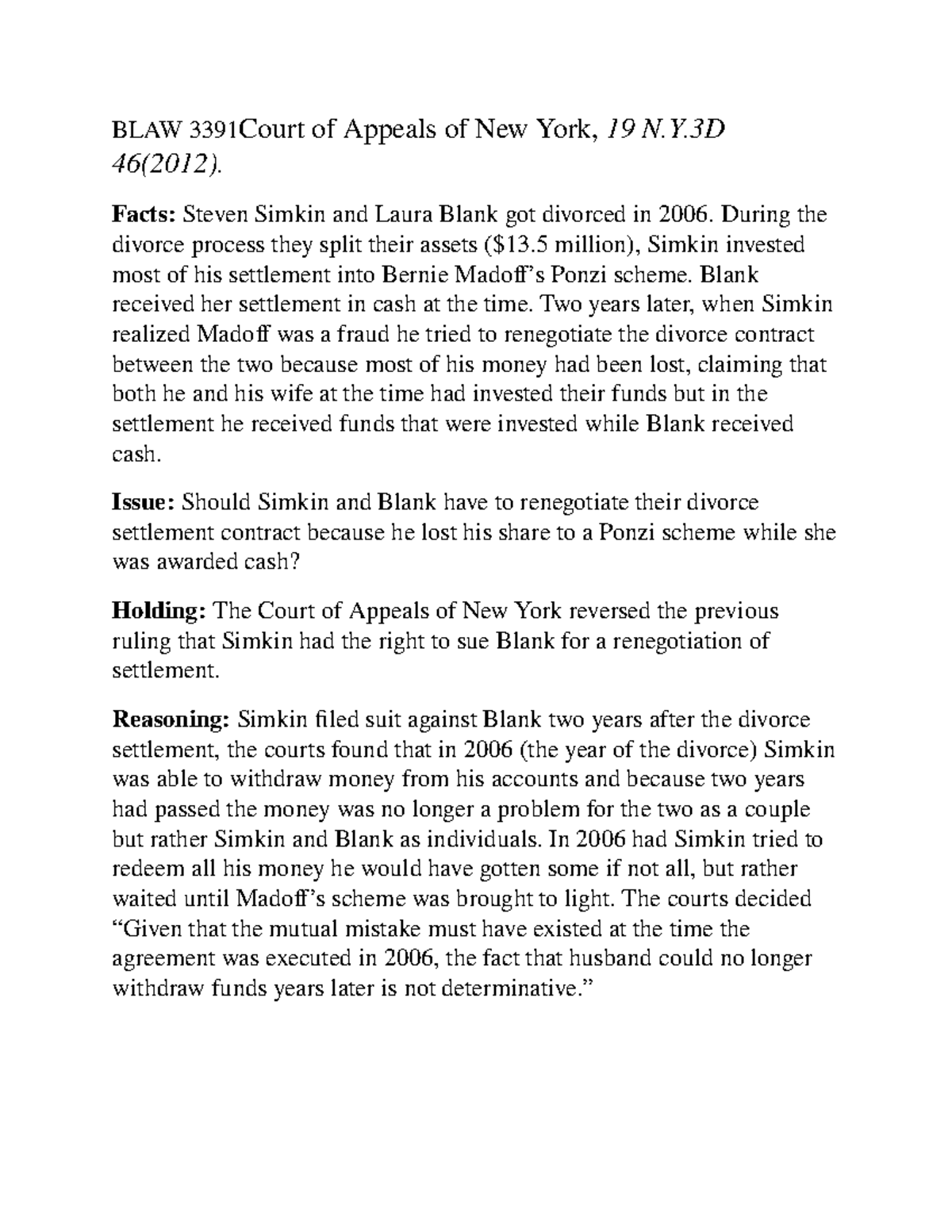 Simkin V Blank Course herro - BLAW 3391Court of Appeals of New York, 19 ...