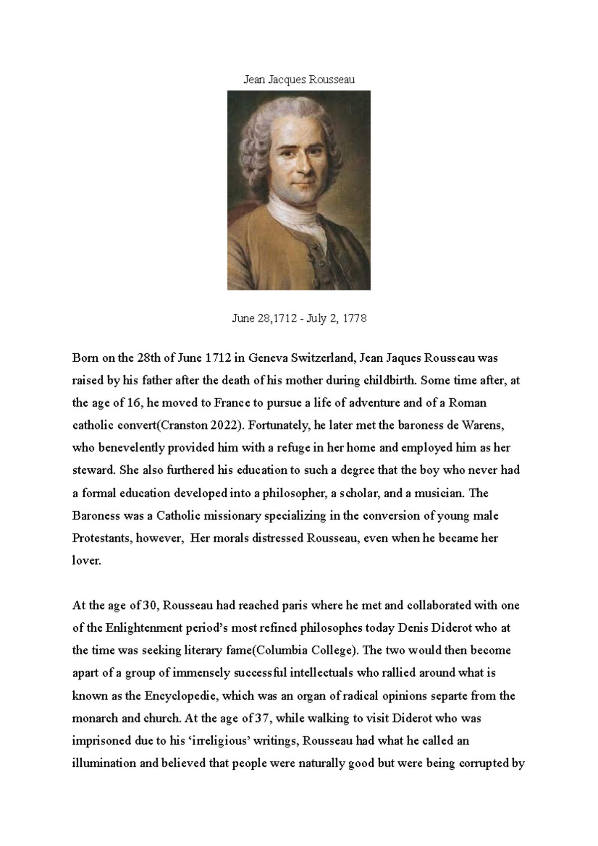 Rousseau - Some time after, at the age of 16, he moved to France to ...