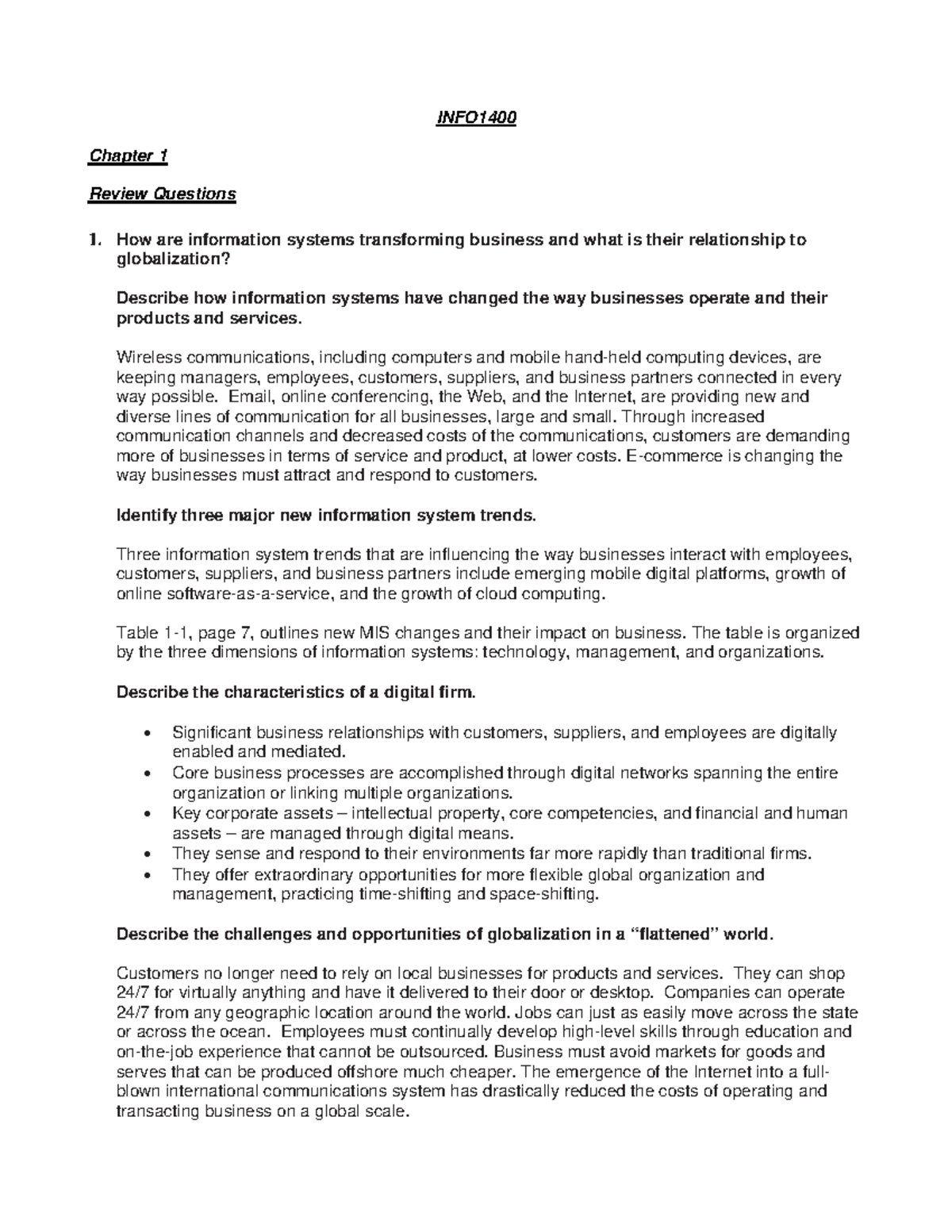 01 ITF tutorial review questions - INFO1400 Chapter 1 Review Questions ...