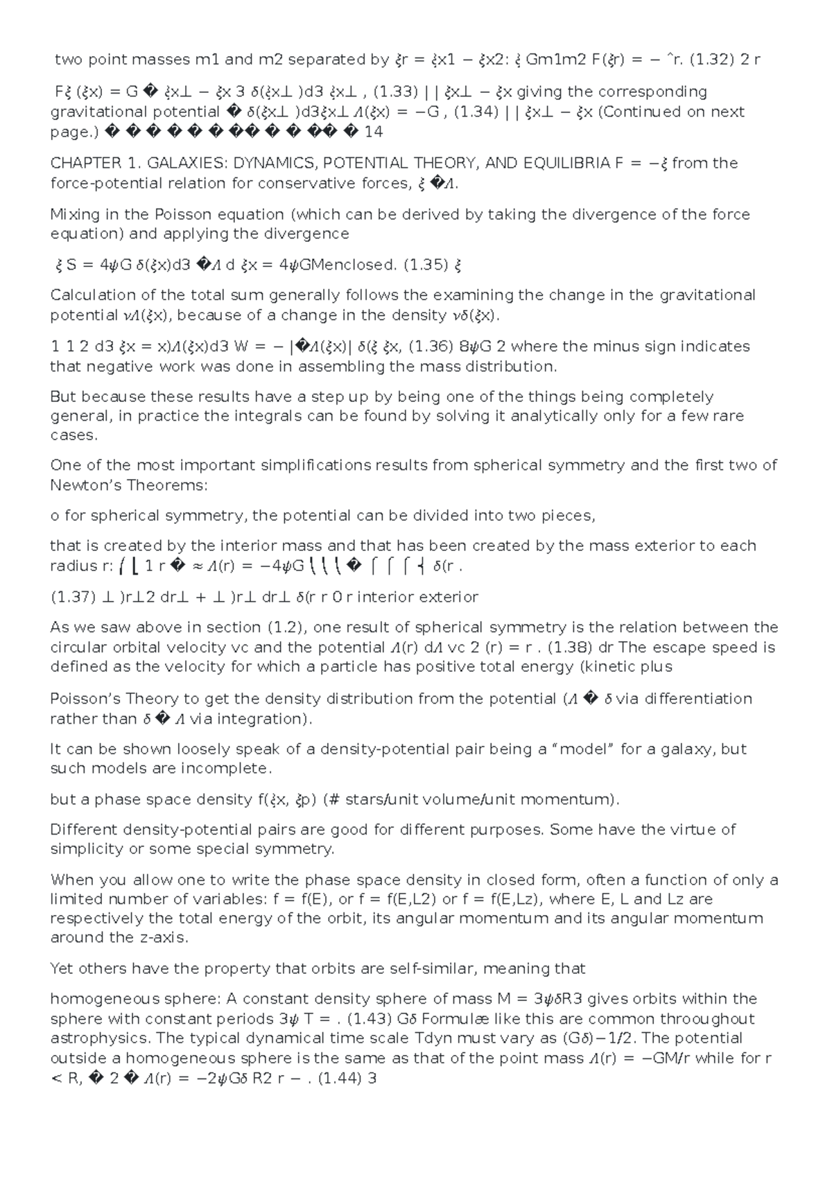 Astrophysics 4 - Lecture 4 Notes - two point masses m1 and m2 separated ...