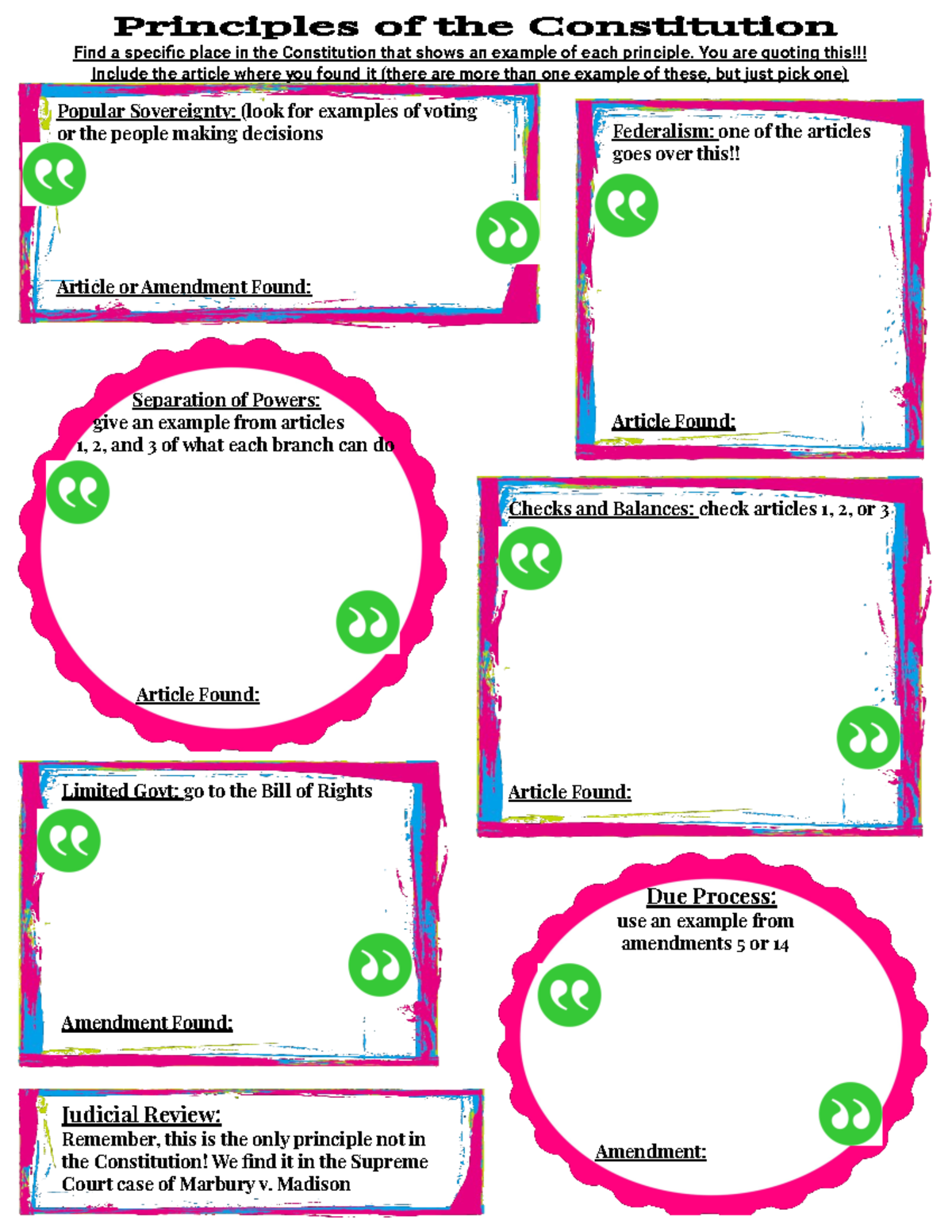 Constitution Principle Scavenger Hunt-1 - Judicial Review: Remember ...