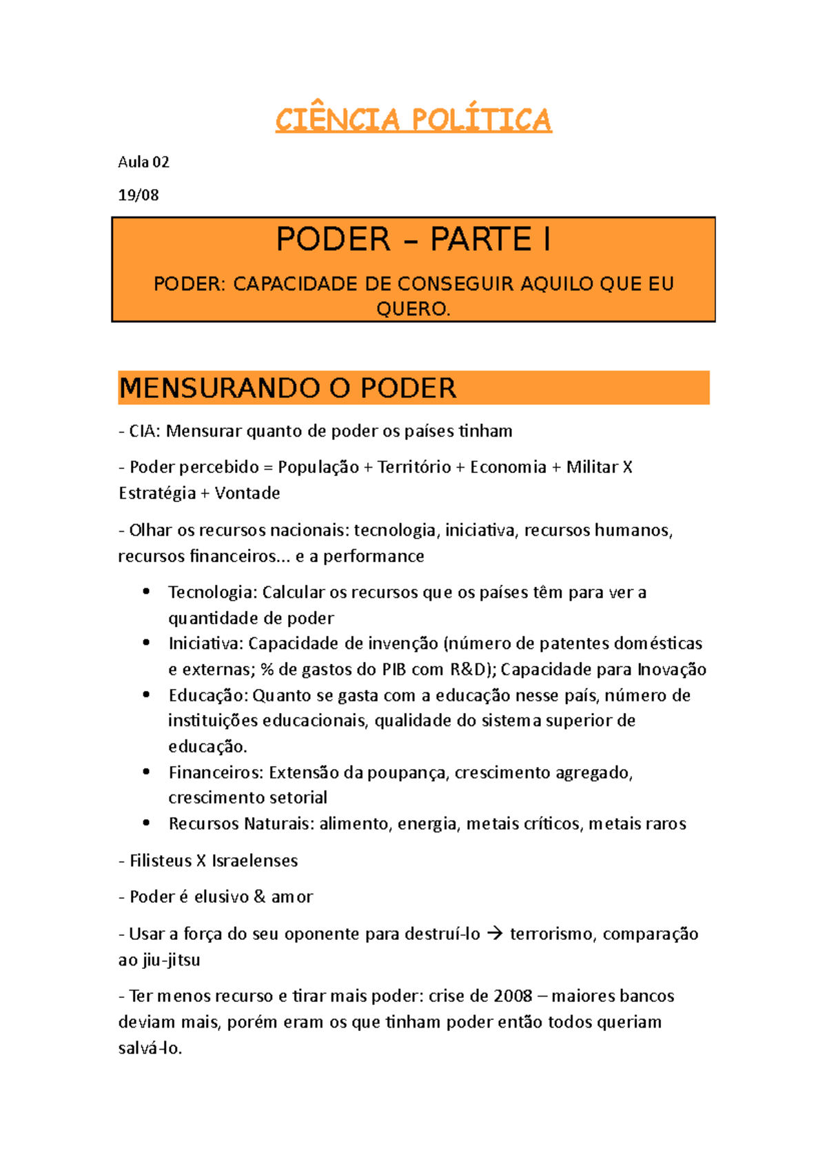 Poder e suas vantagens - CIÊNCIA POLÍTICA Aula 02 19/ PODER – PARTE I ...