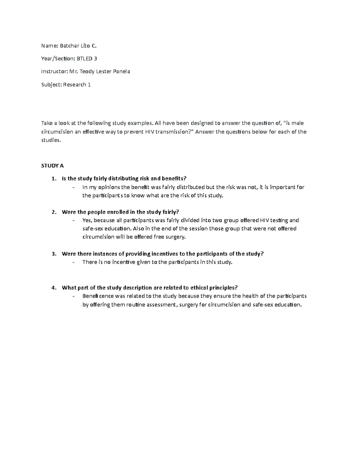 Module 2 Exercise Batchae - Name: Batchar Lito C. Year/Section: BTLED 3 Instructor: Mr. Teody ...