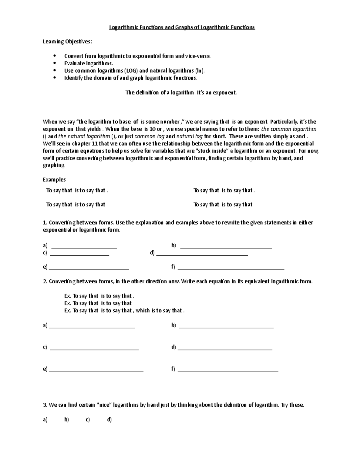 Func Of Exponential Logarithmic Functions And Graphs Of Logarithmic Functions Learning 