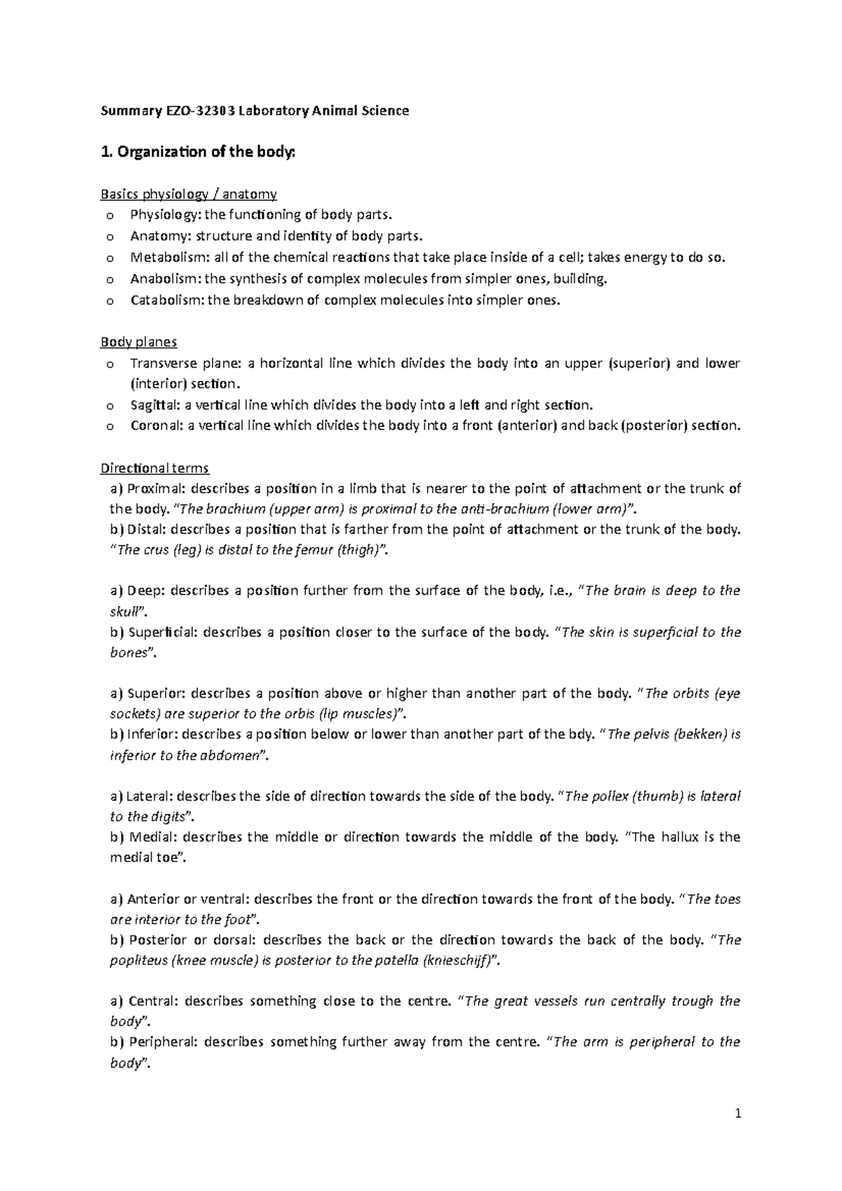 Summary Laboratory Animal Science - Summary EZO-32303 Laboratory Animal ...