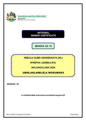 NSC English HL Grade 12 November 2022 P1 and Memo - MARKS: 70 TIME: 2 ...