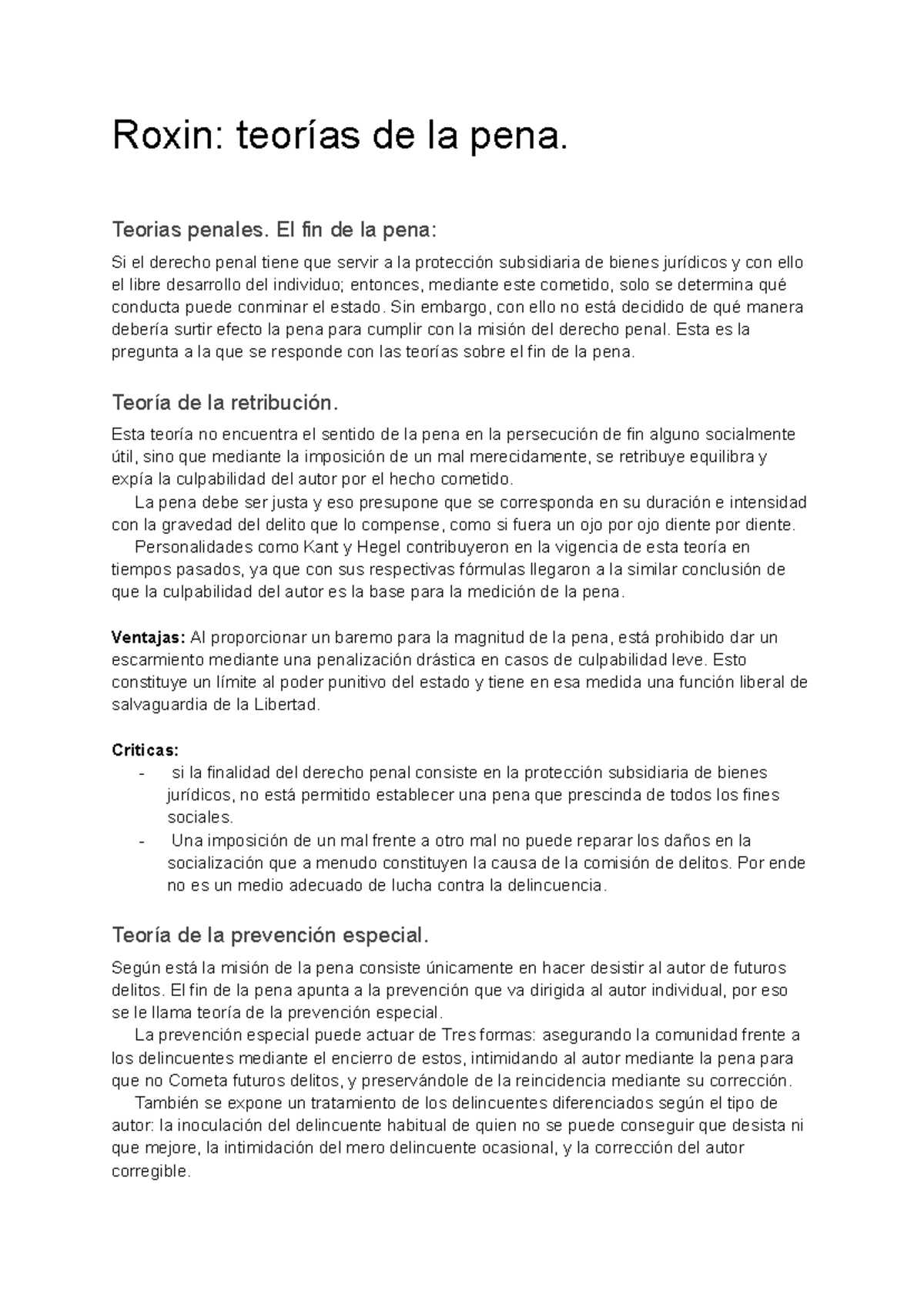 Roxin Teoria de la pena - Roxin: teorías de la pena. Teorias penales ...