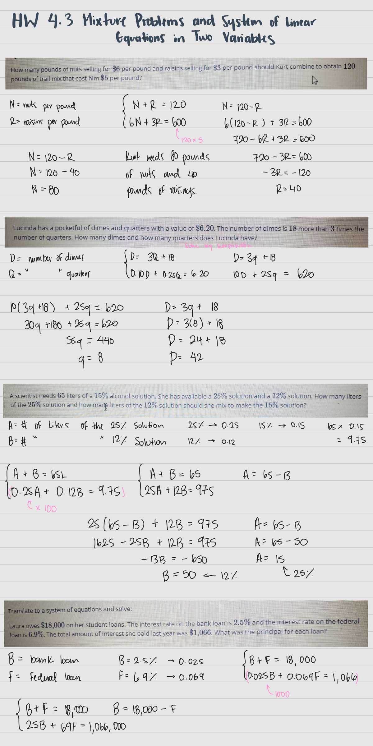 Homework 4,3 Mixture Problems - MAT1033 - Studocu