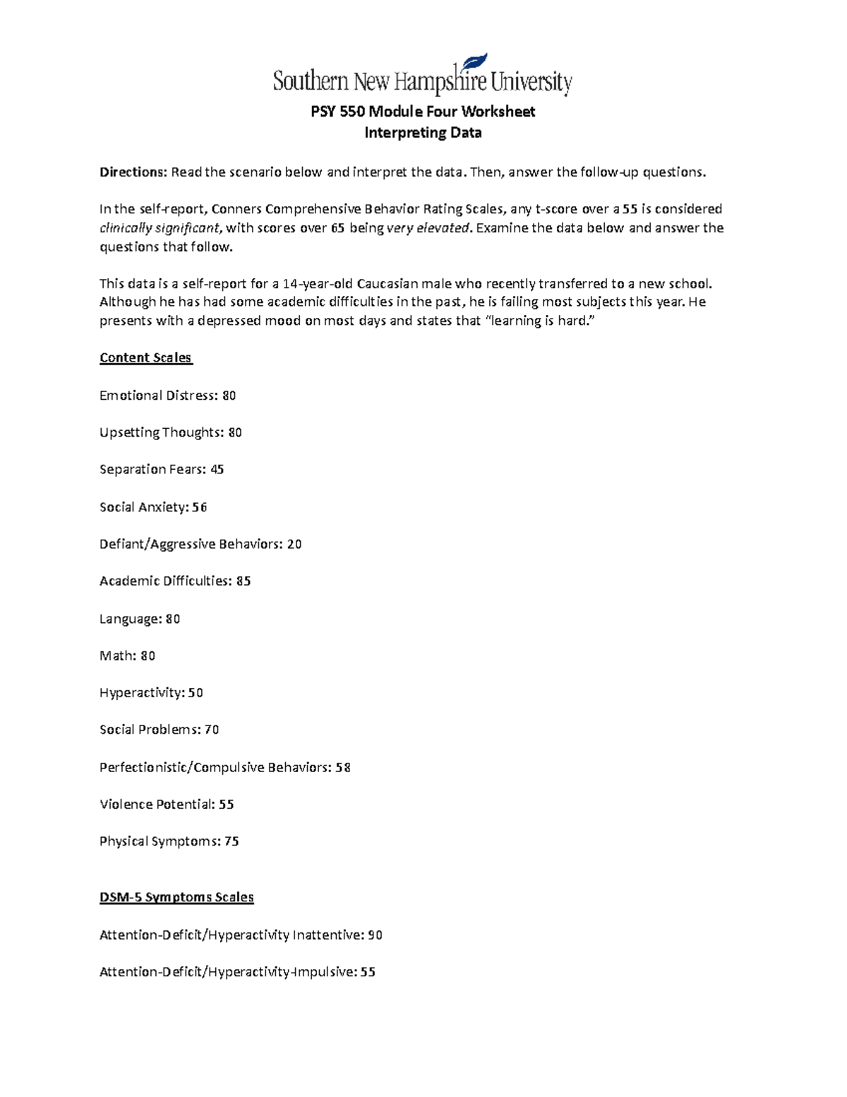 PSY 550 Module Four Worksheet - PSY 550 Module Four Worksheet ...