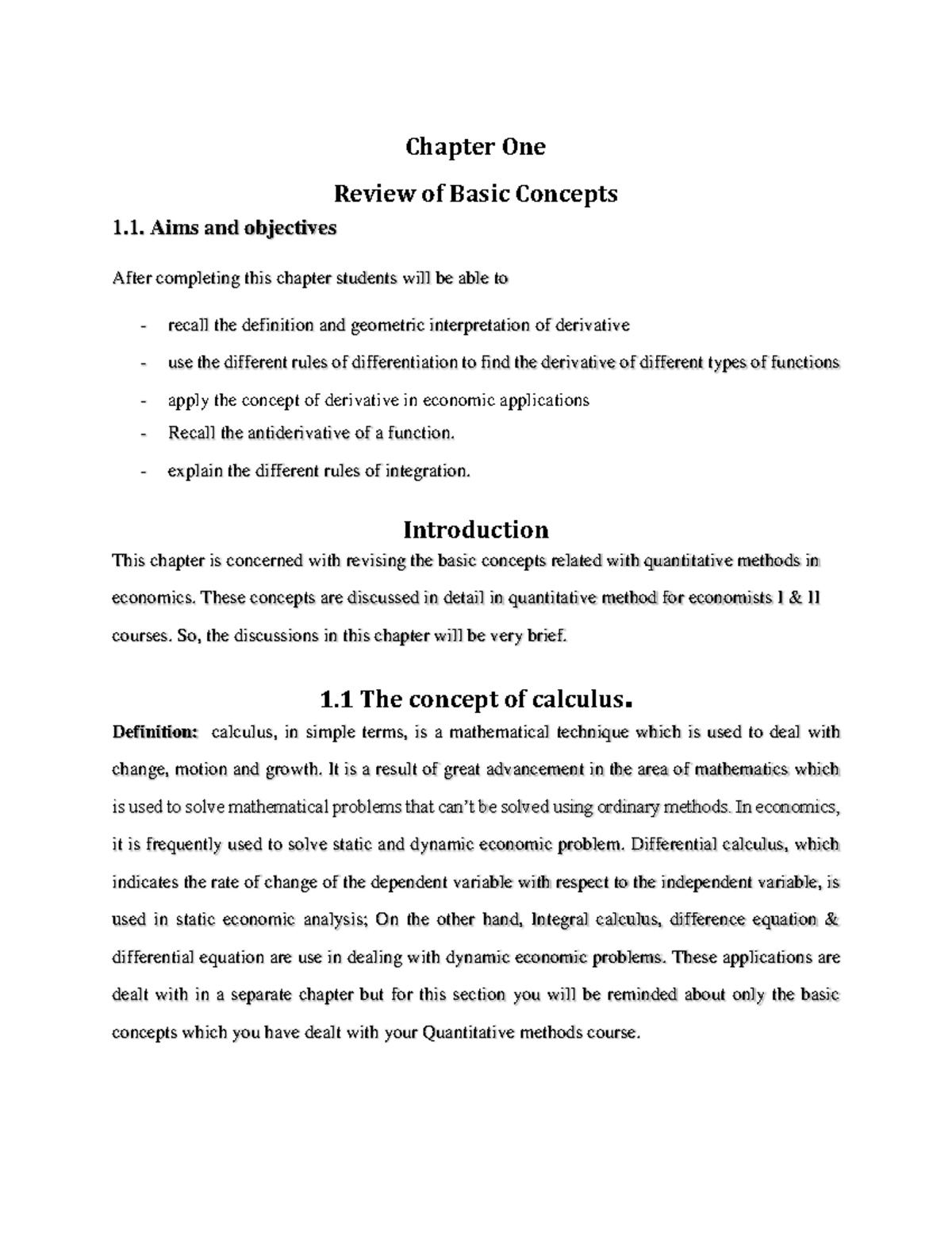 Mathemathical 1&2 - ####### Chapter One ####### Review of Basic ...