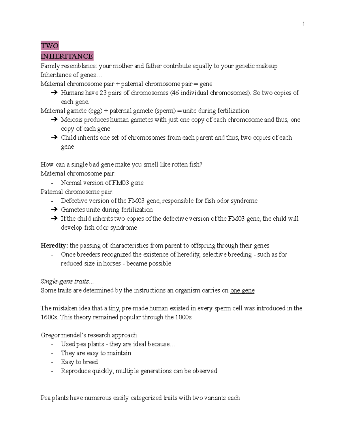 Inheritance - Lecture notes - TWO INHERITANCE Family resemblance: your ...