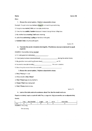 EC A2 Tests - Language Test 4A - Name ...