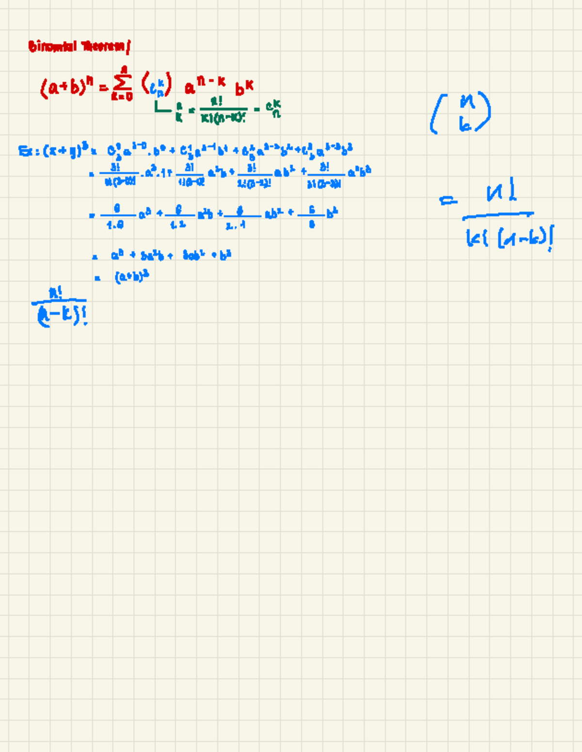 Meet2 Practice - Binomial Theorem ( at b) " = " ( in ) an - " 1