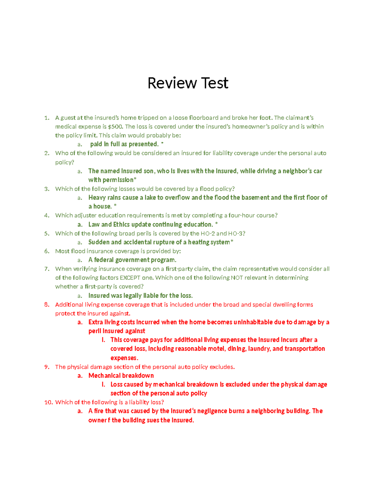 Review Test - n/a - Review Test A guest at the insured’s home tripped ...