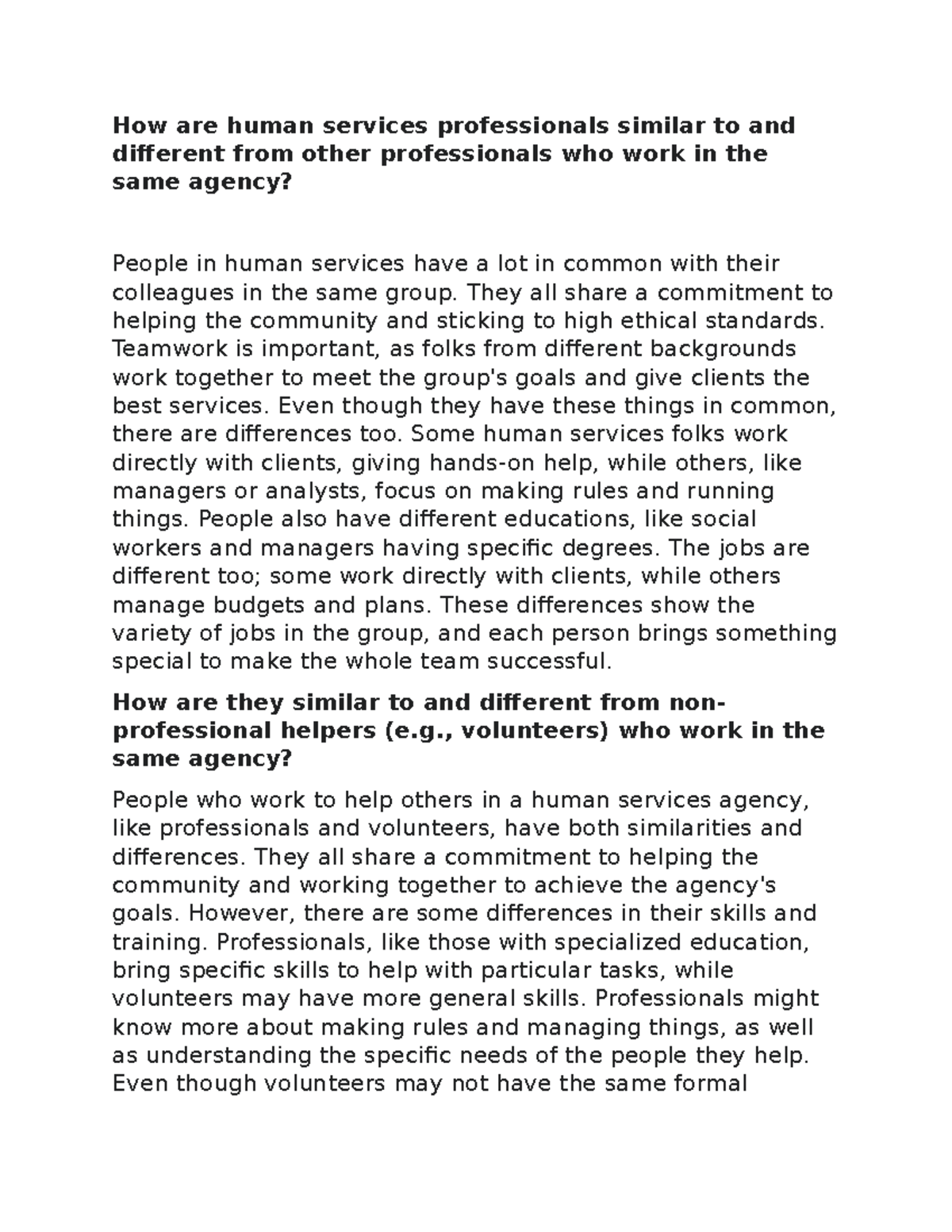 3-1 Discussion Human Services - How are human services professionals ...