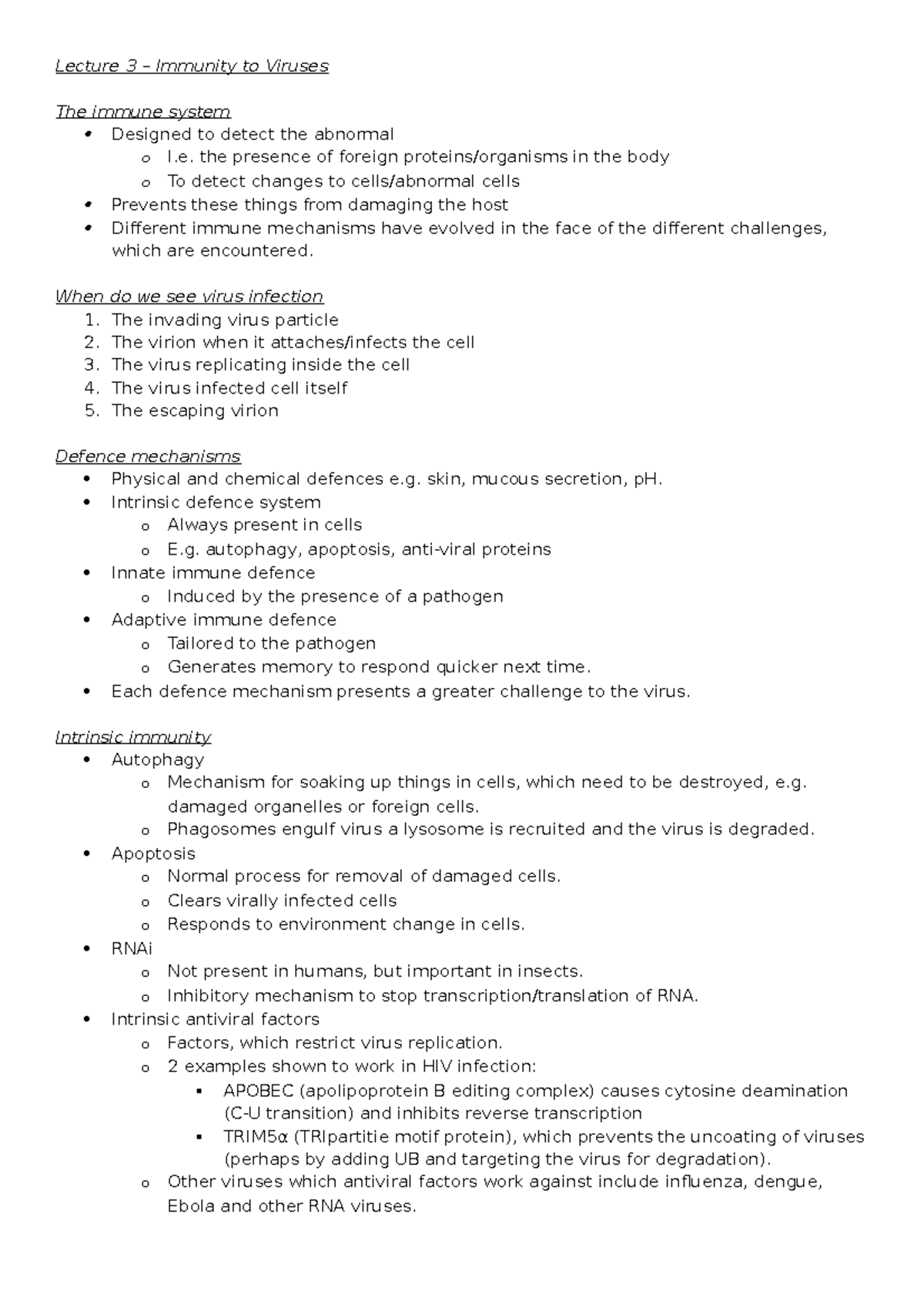 Lecture 3 – Immunity to Viruses - Lecture 3 – Immunity to Viruses The ...