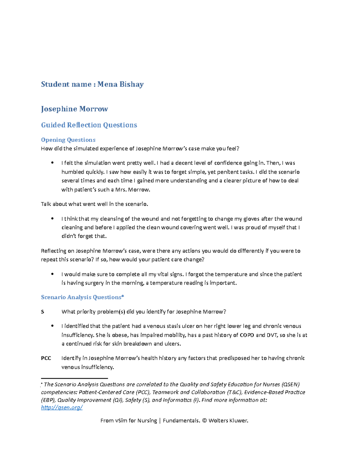 Answers chapter 1 math - med - Student name : Mena Bishay Josephine ...