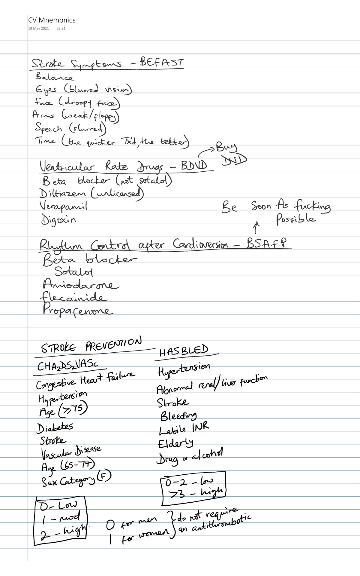 CV Mnemonics - .......... - PHA111 - CV Mnemonics 19 May 2021 23: - Studocu